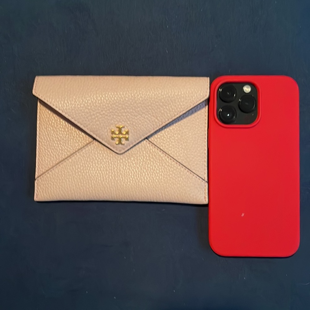 Tory Burch Envelope Pouch - Pink Soft Letter With Red… - Gem